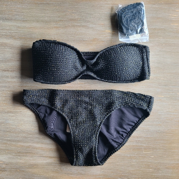 aerie | Swim | Nwt Aerie Black And Gold Bikini Set | Poshmark
